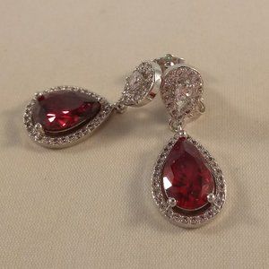 Jewelry | 18k White Gold Filled Flower Ruby Red Diamond Zircon Drop ...